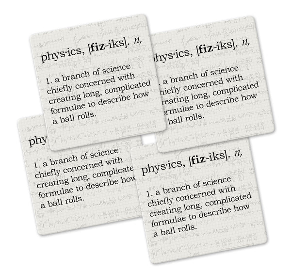 Physics Definition Coaster Set Ceramic Tile 4 Piece Set Caddy Incl